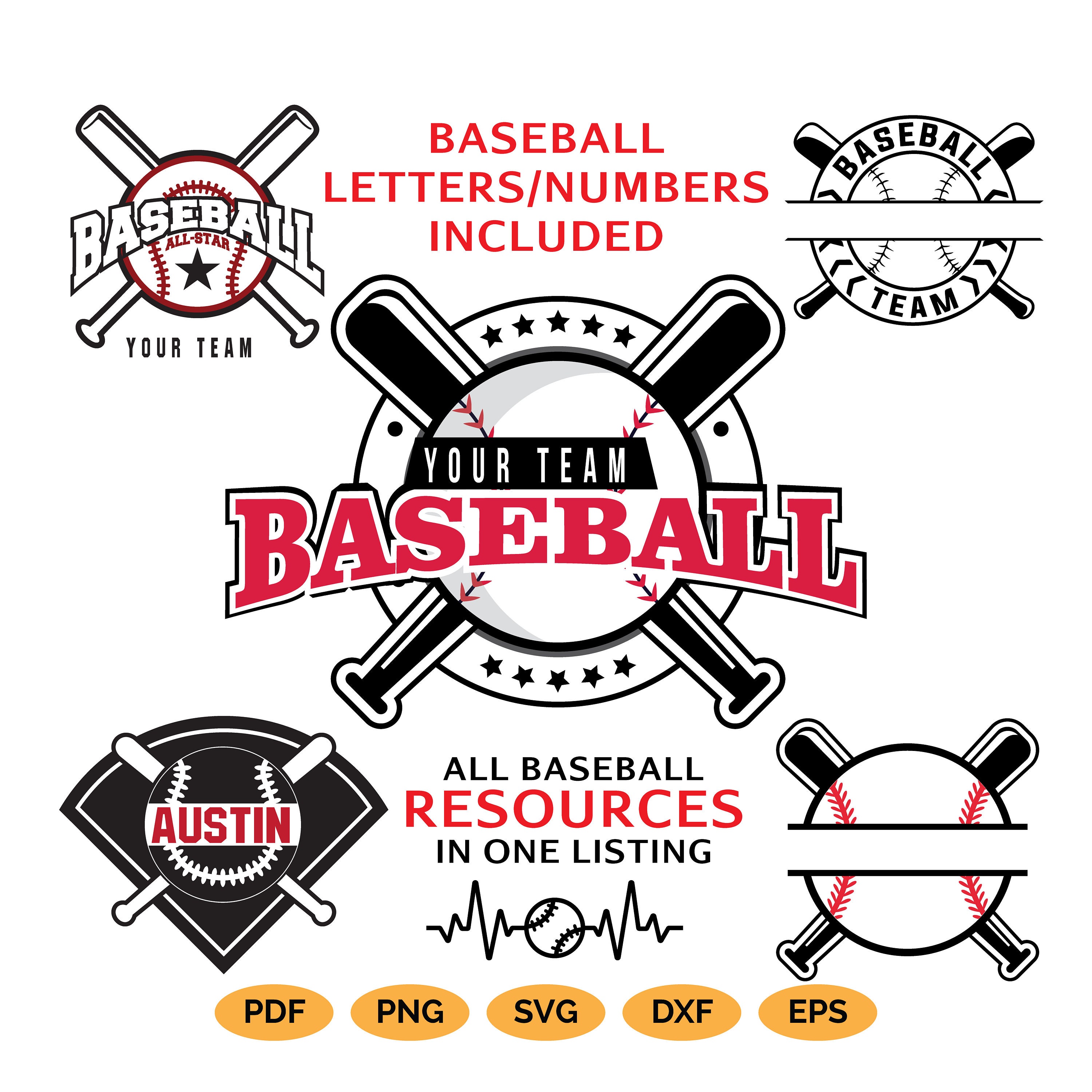 Baseball Svg Bundle Baseball Team Shirt Svg Baseball Monogram Svg