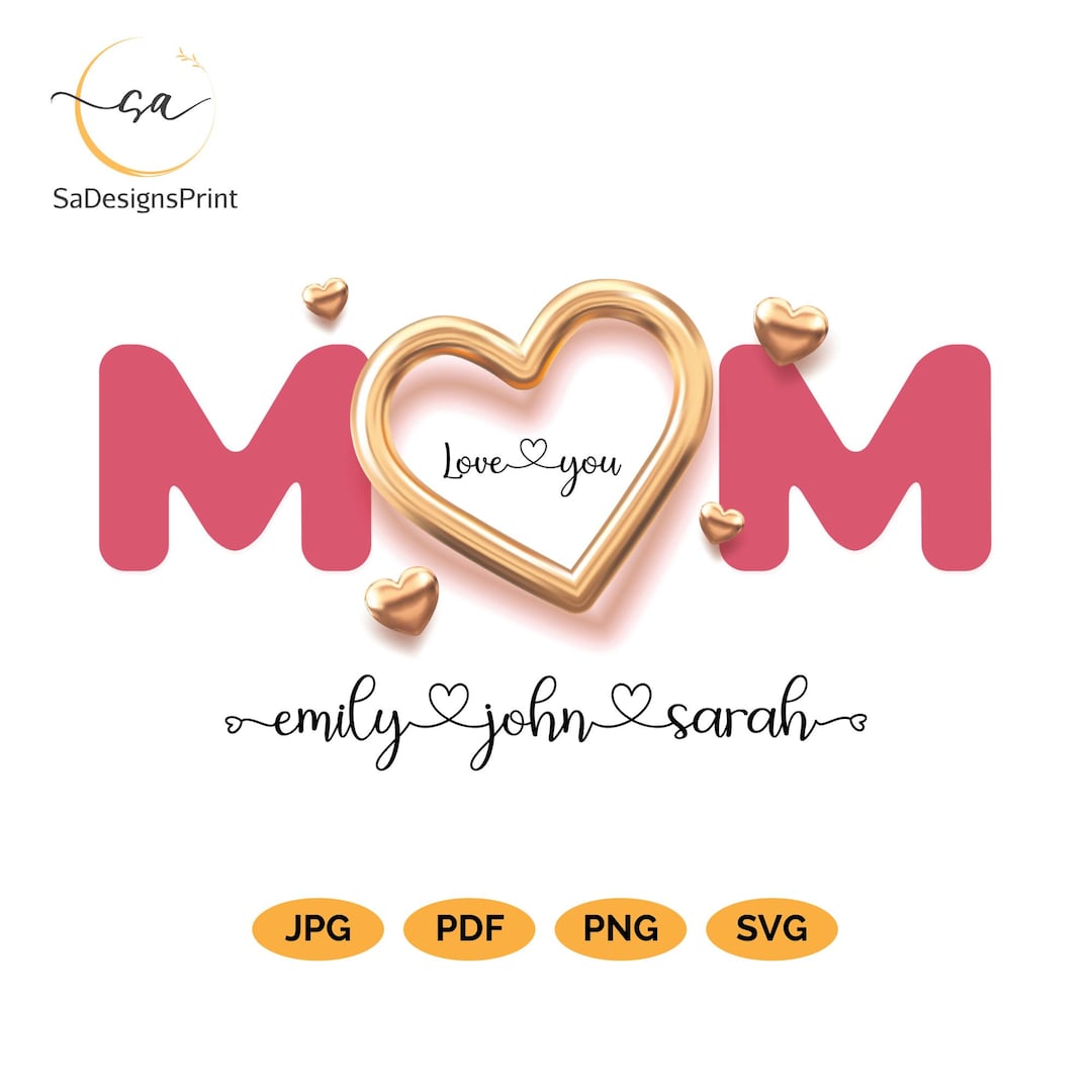 CUSTOM Mom Kids Name Png, Personalized Kids Name Gift for Mom Png ...