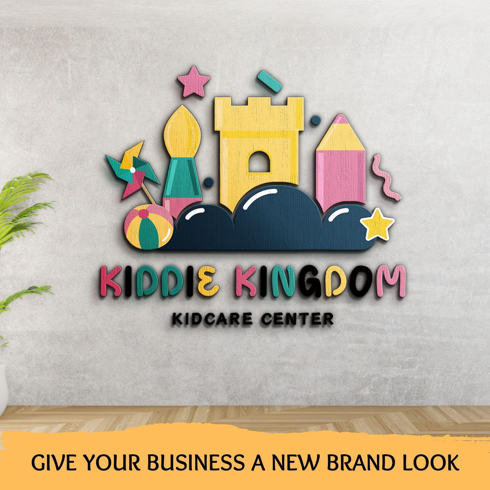 Editable Childcare Logo Kids Home Daycare Logo Preschool Logo With ...