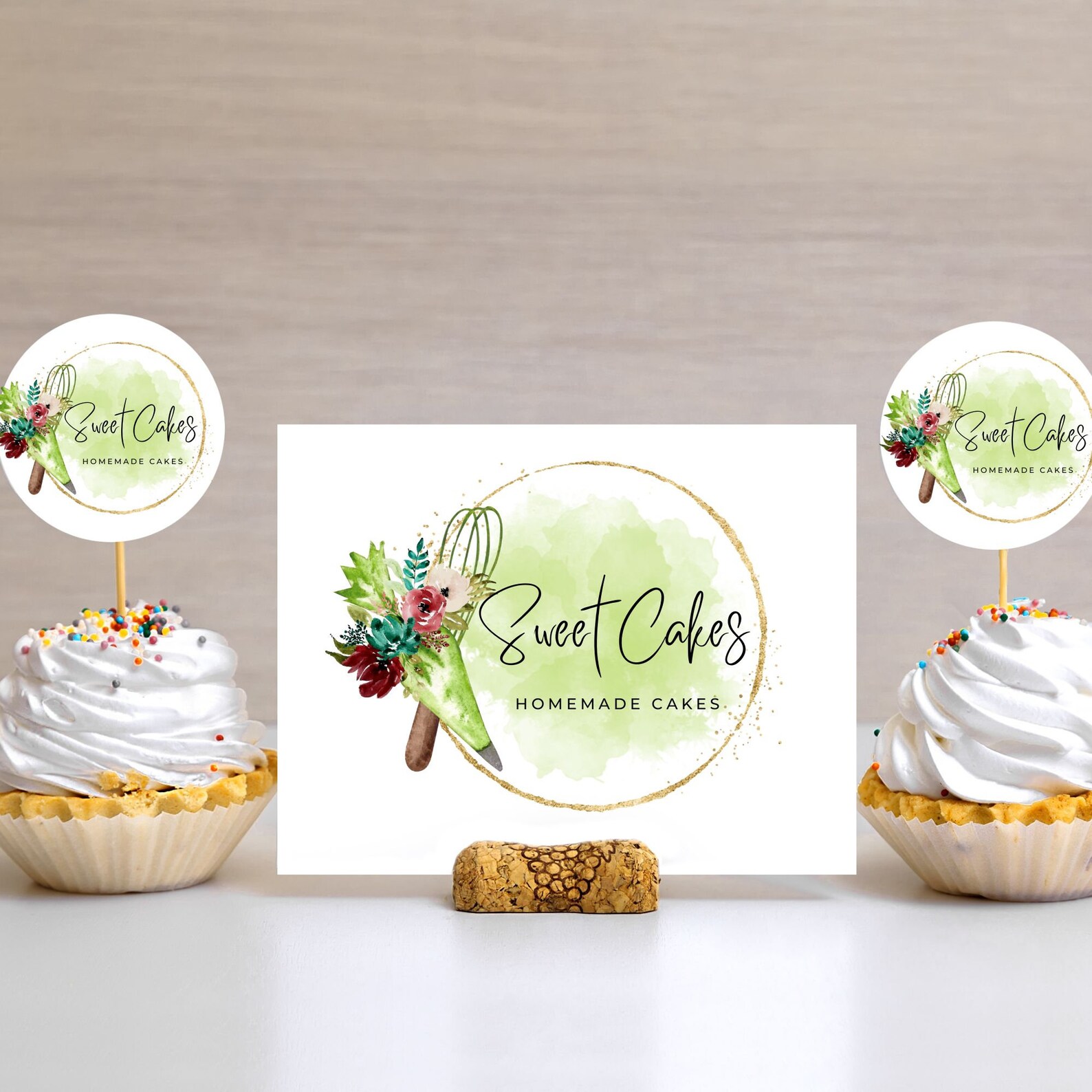 Editable Watercolor Baking Logo for Home Bakers DIY Bakery Logo for ...