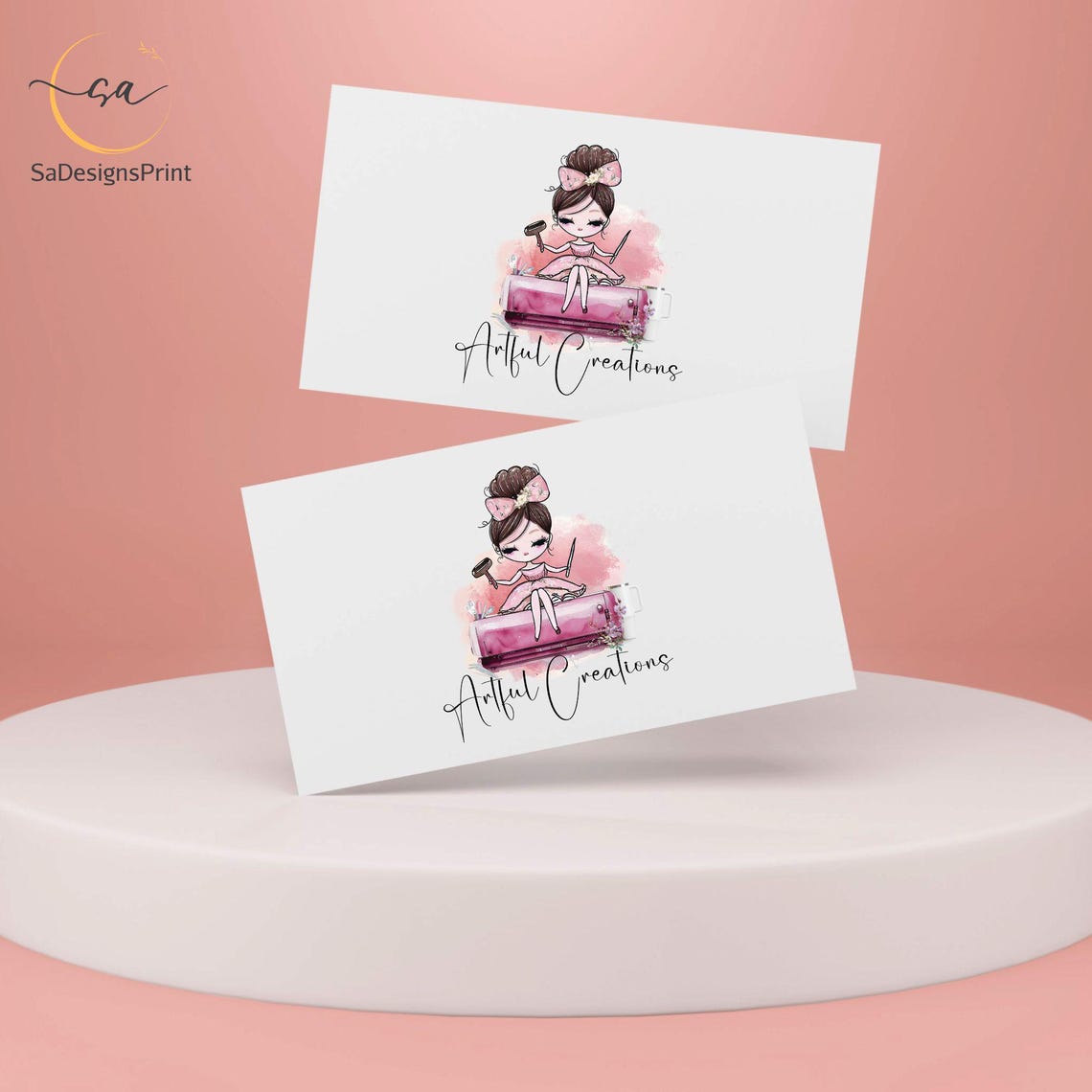 Editable Crafts Business Logo Watercolor Crafter Girl Logo Premade ...