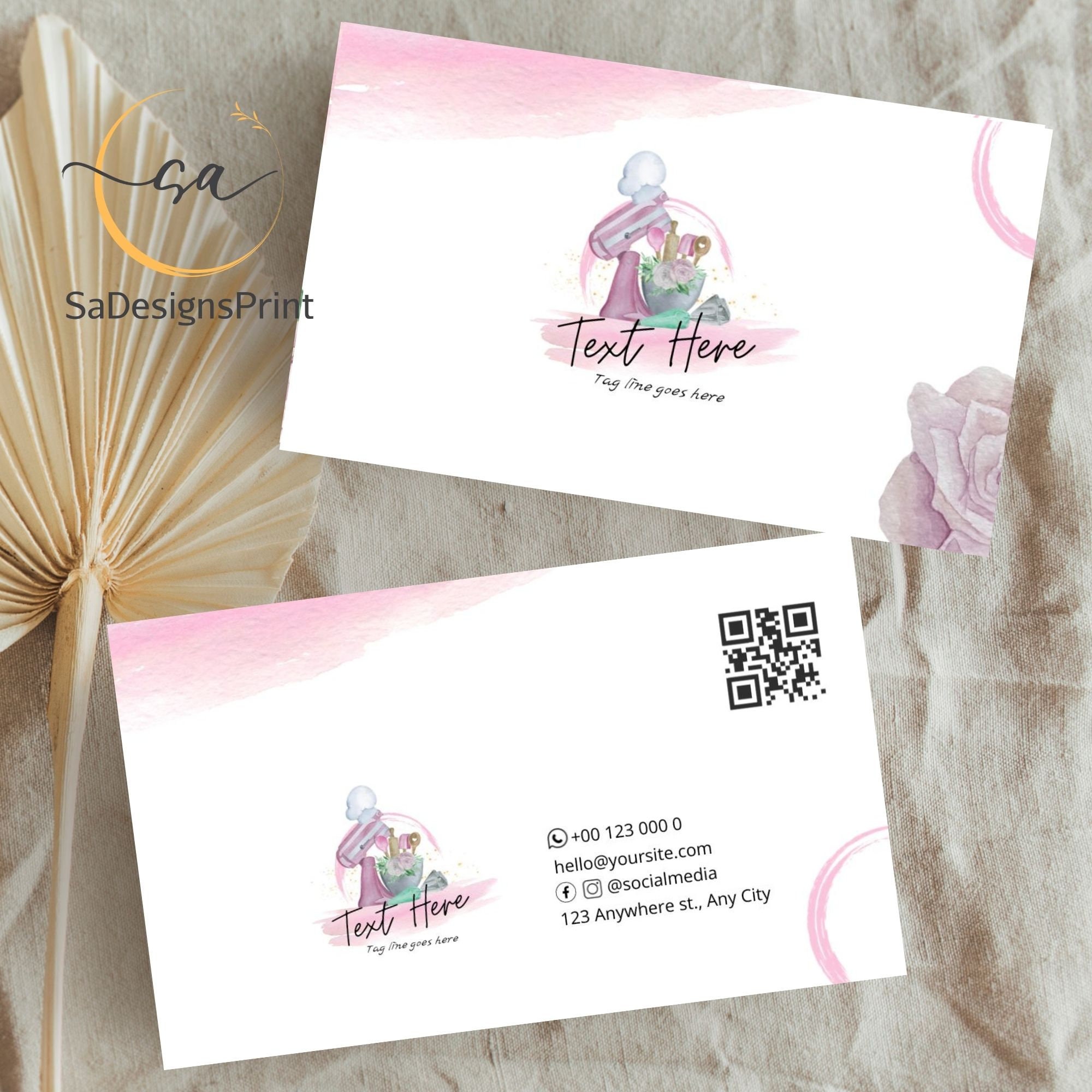 Editable Pink Business Cards Printables for Small Business Thank You ...