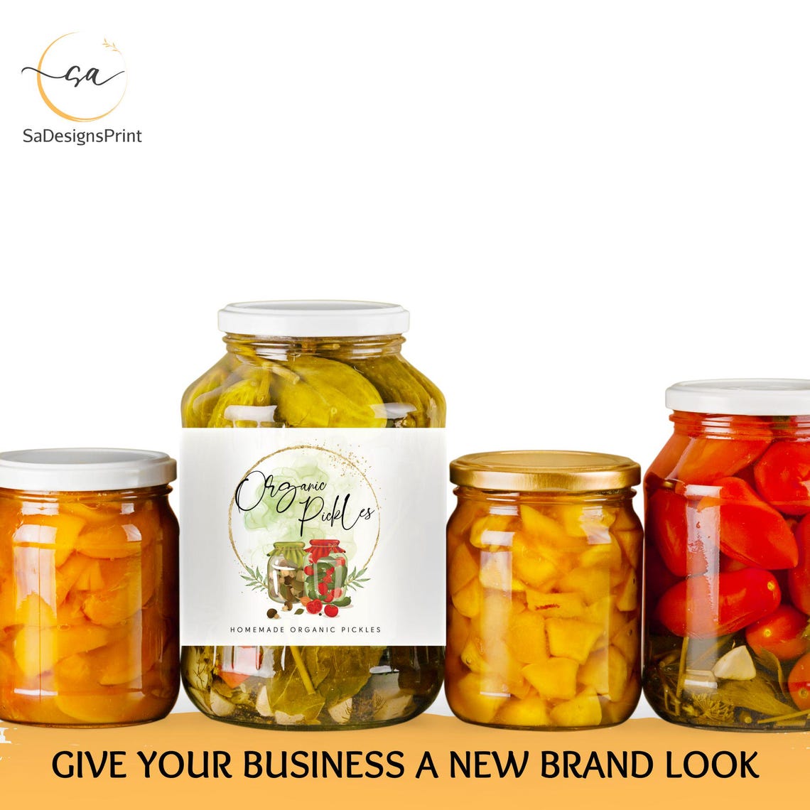 Pickles Logo Editable Watercolor Pickles Logo DIY Jam Pickles Business ...