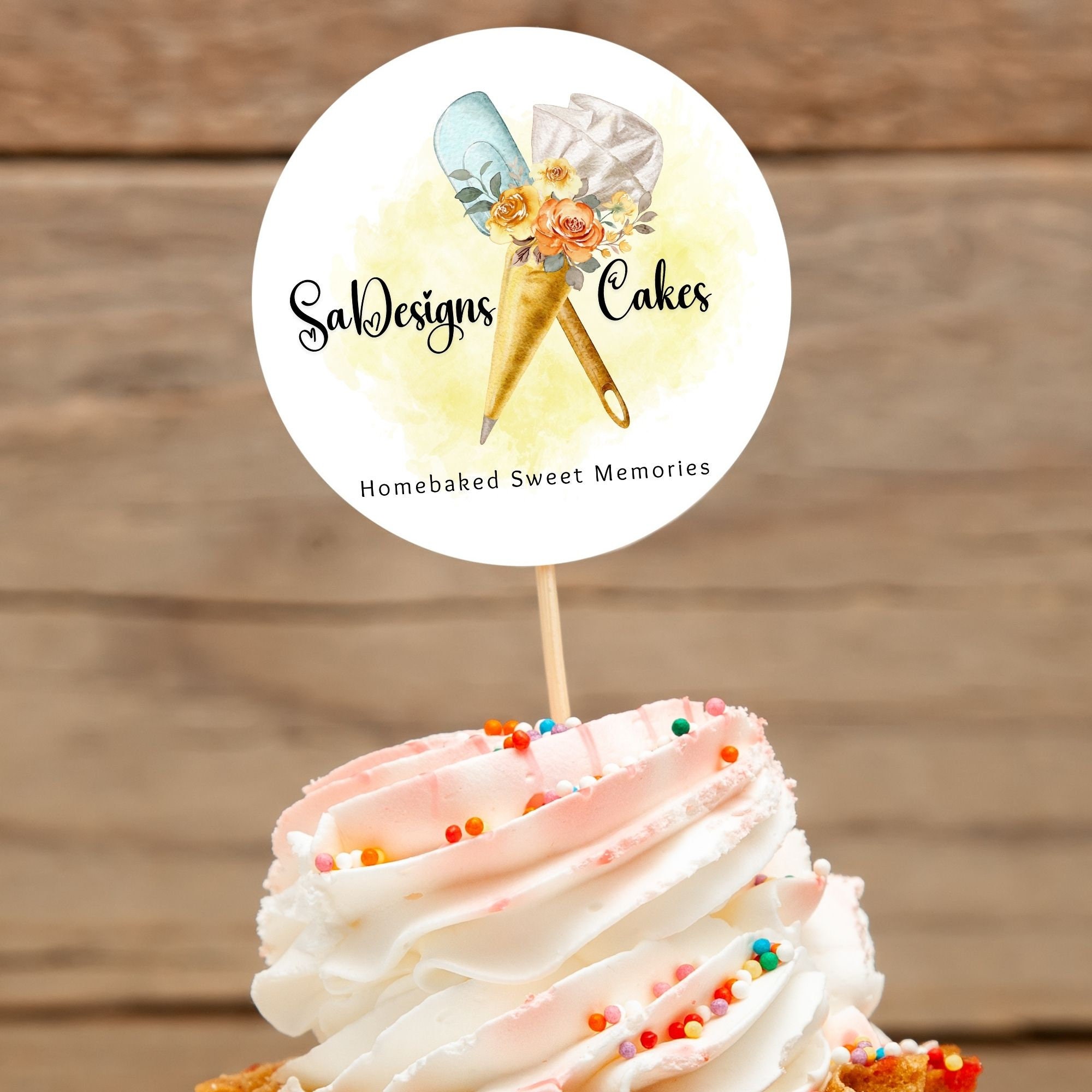 Editable Watercolor Baking Logo Bundle for Home Bakers DIY Bakery Logo ...