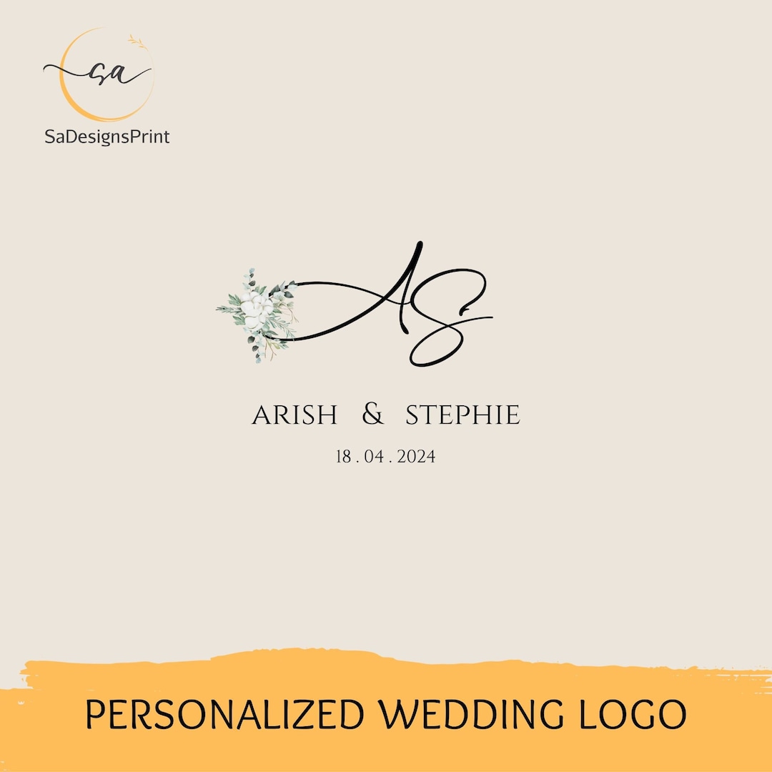 Custom Wedding Monogram Logo Couple Initials Logo Personalized Wedding ...