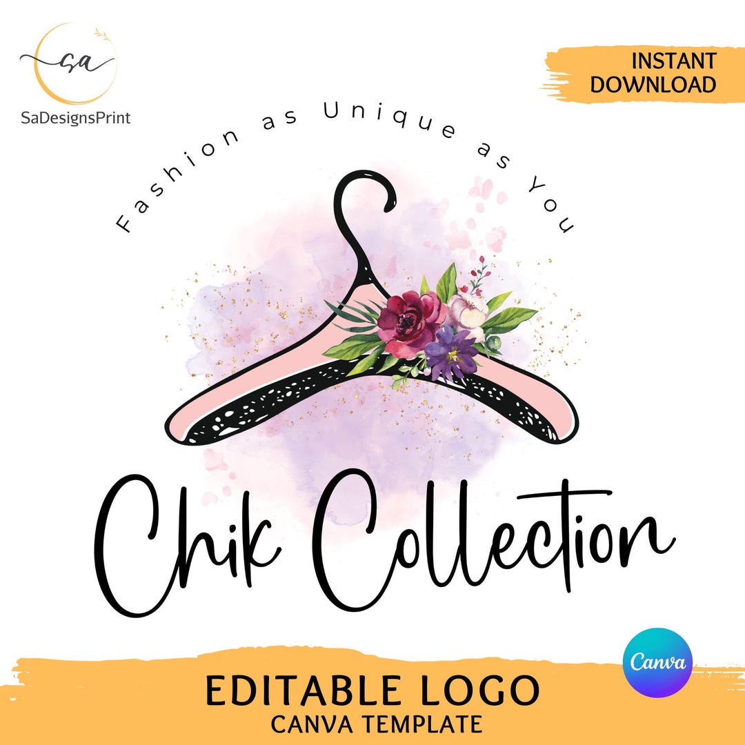 Editable Boutique Logo Canva Template Fashion Logo Design for Small ...