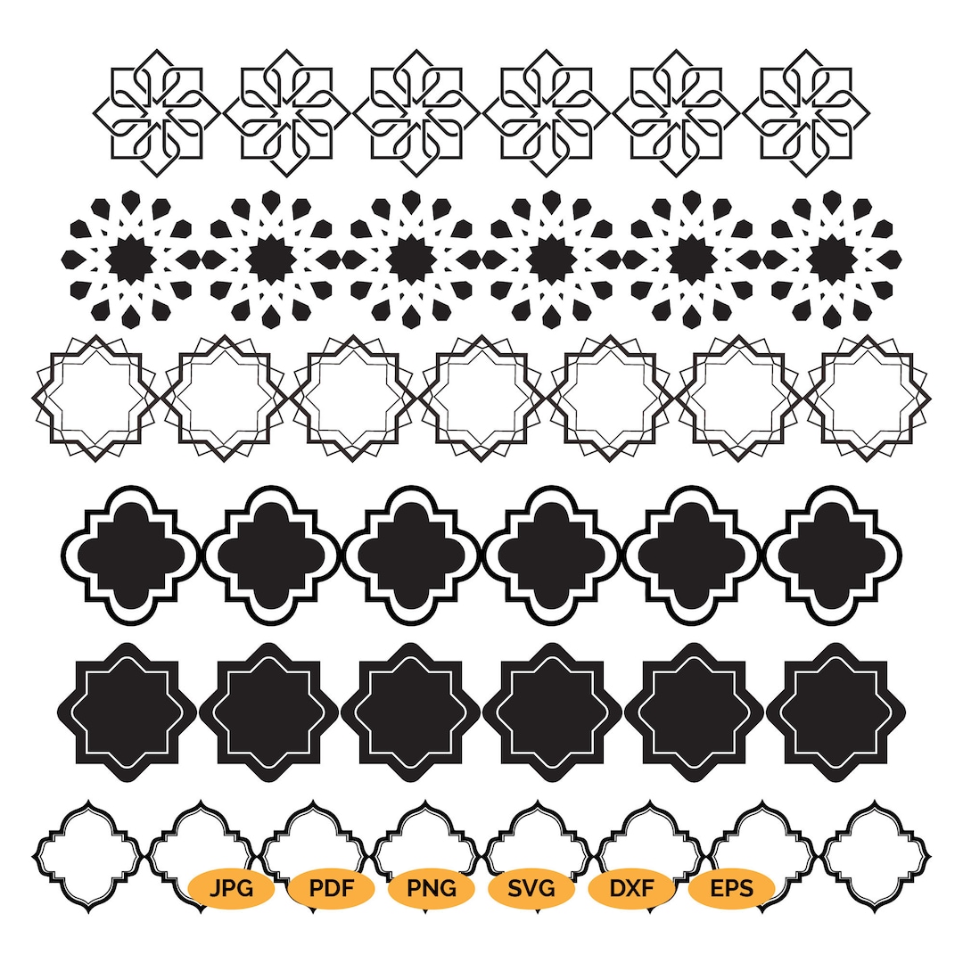 Islamic Vectors Svg Bundle, Islamic Pattern Elements Svg, Geometric ...