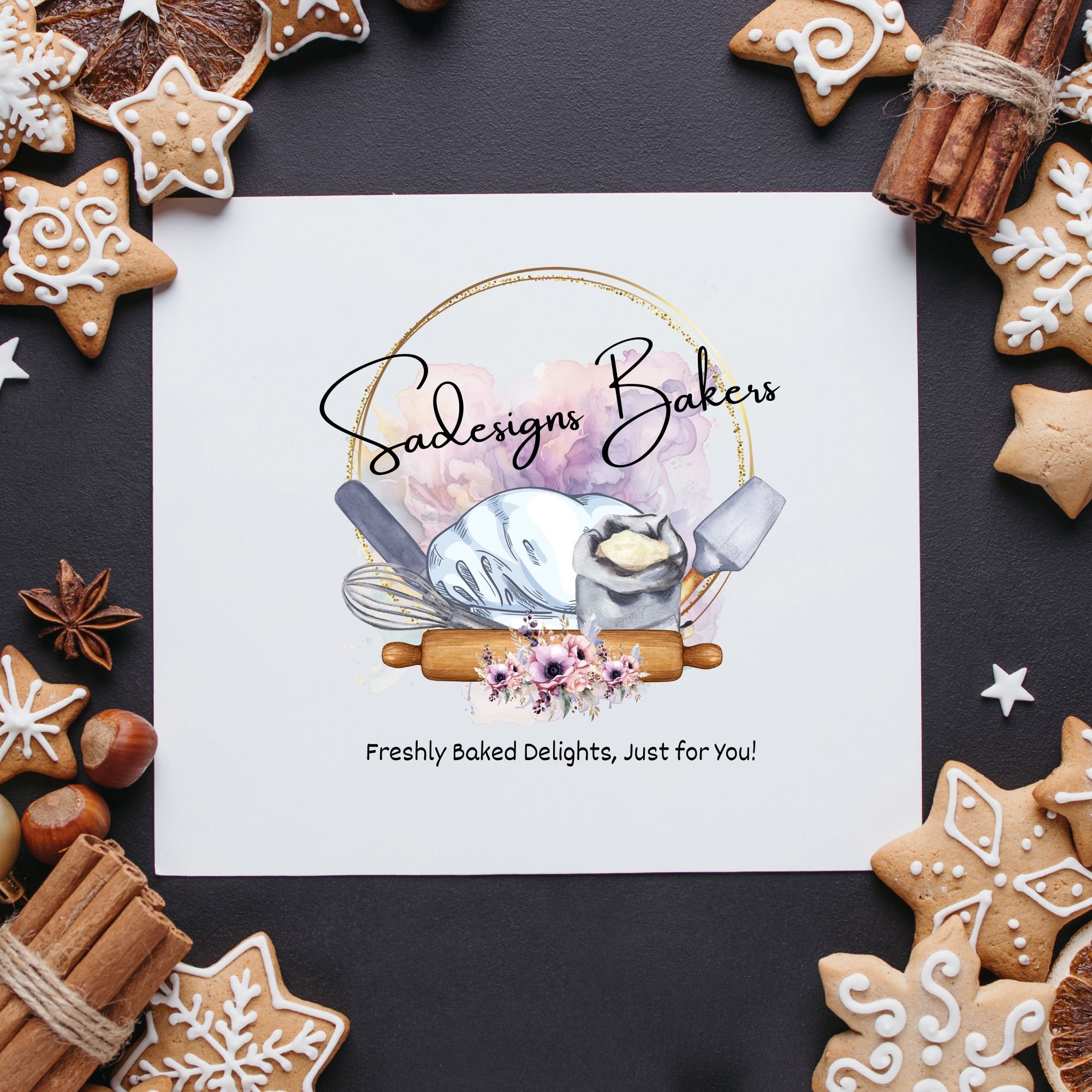 Editable Utensils Pastel Logo for Home Bakers DIY Bakery Logo for Cake ...