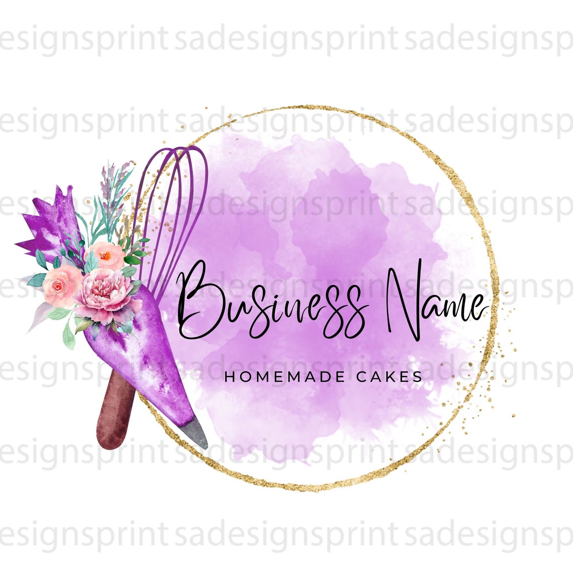 Editable Watercolor Baking Logo for Home Bakers DIY Bakery Logo for ...
