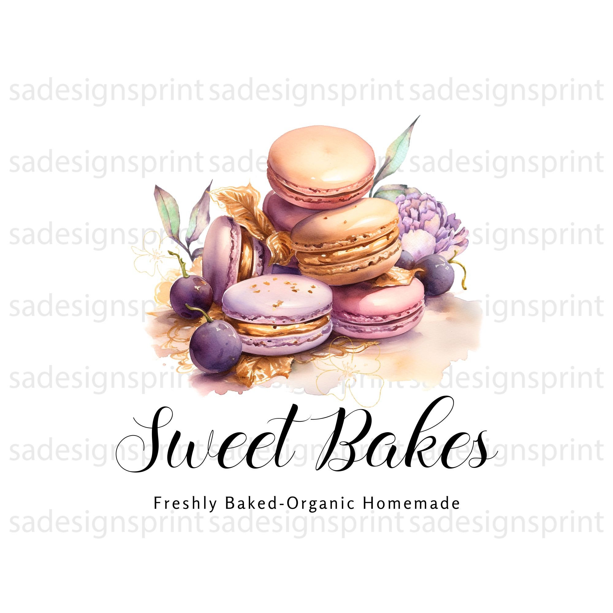 Editable Watercolor Baking Logo for Home Bakers DIY Bakery Logo for ...