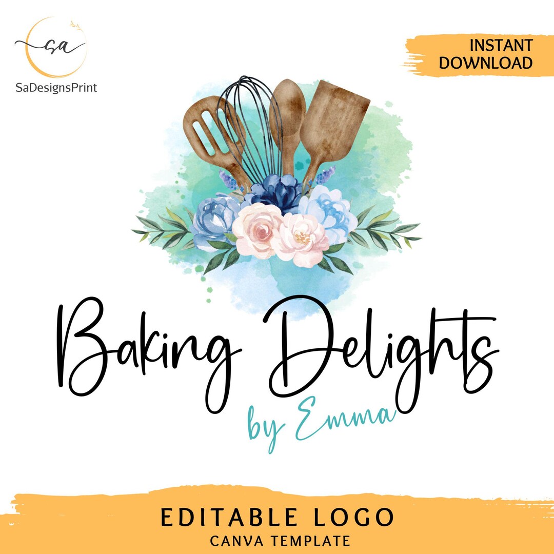 Editable Watercolor Bakery Logo Home Bakers Logo Bakery Business Logo ...