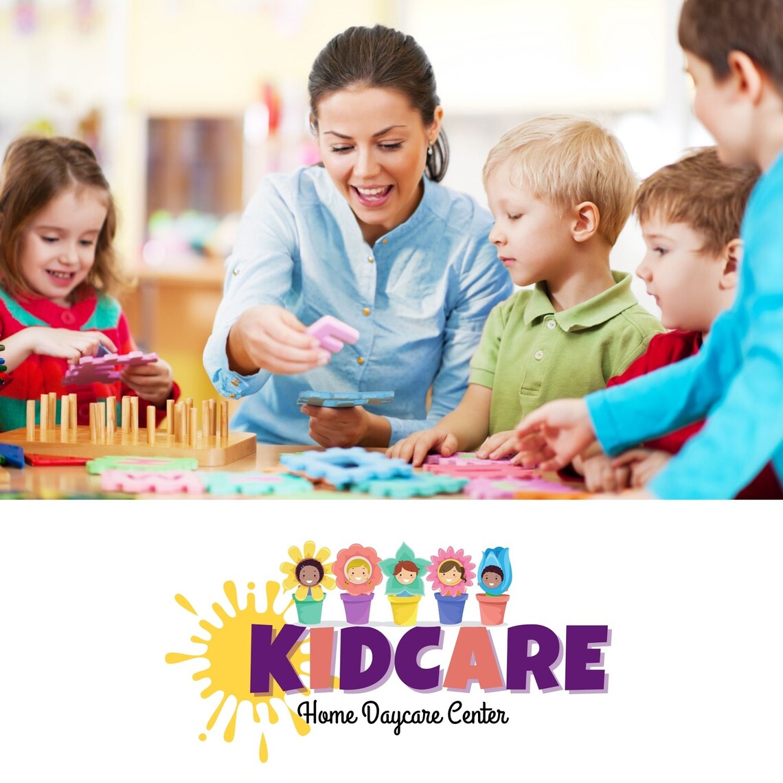 Editable Childcare Logo Kids Home Daycare Logo Preschool Logo With ...
