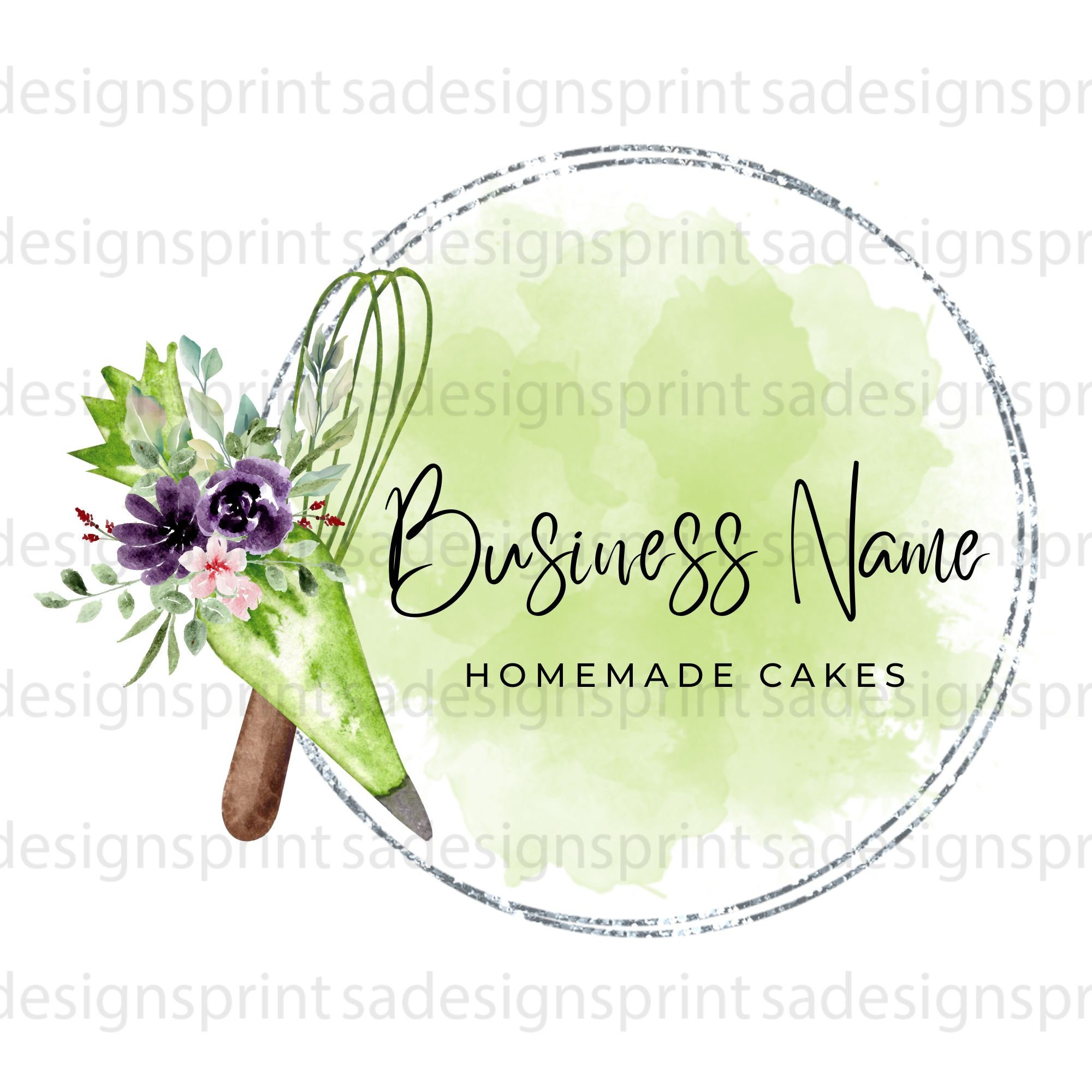 Editable Watercolor Baking Logo for Home Bakers DIY Bakery Logo for ...