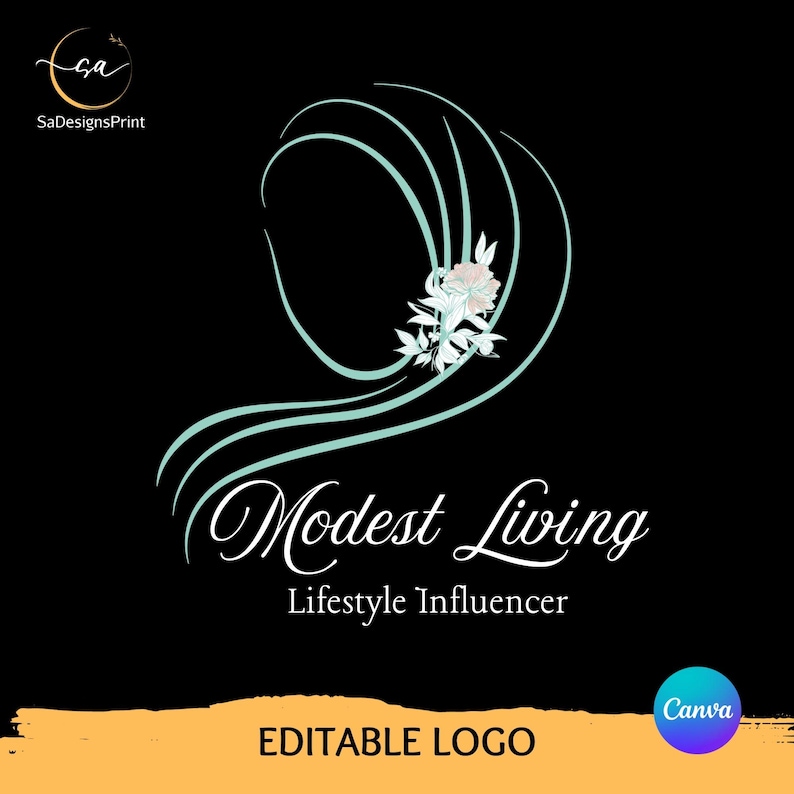 Editable Hijab Logo Canva Template, Muslim Influencer Logo, Modest ...