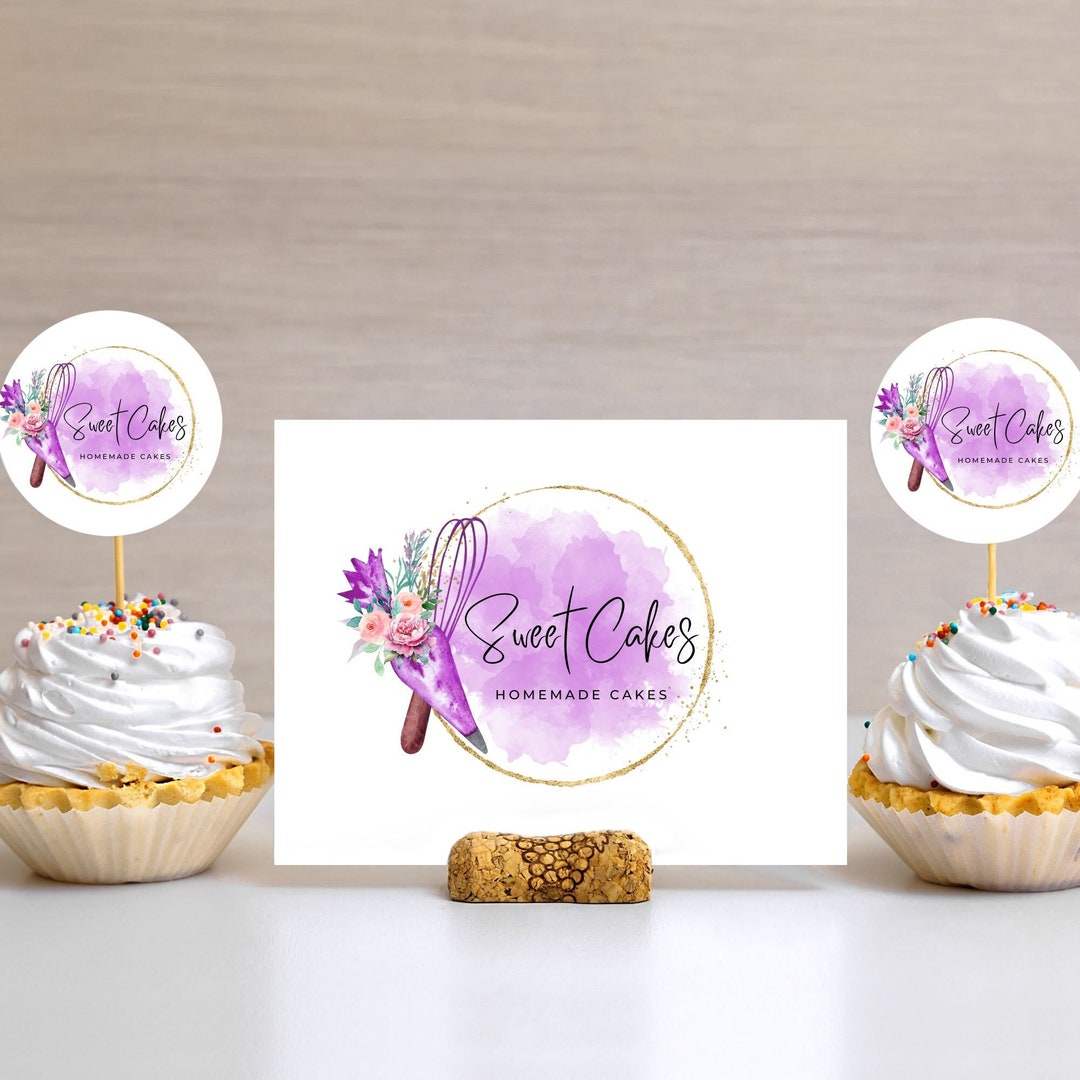 Editable Watercolor Baking Logo for Home Bakers DIY Bakery Logo for ...