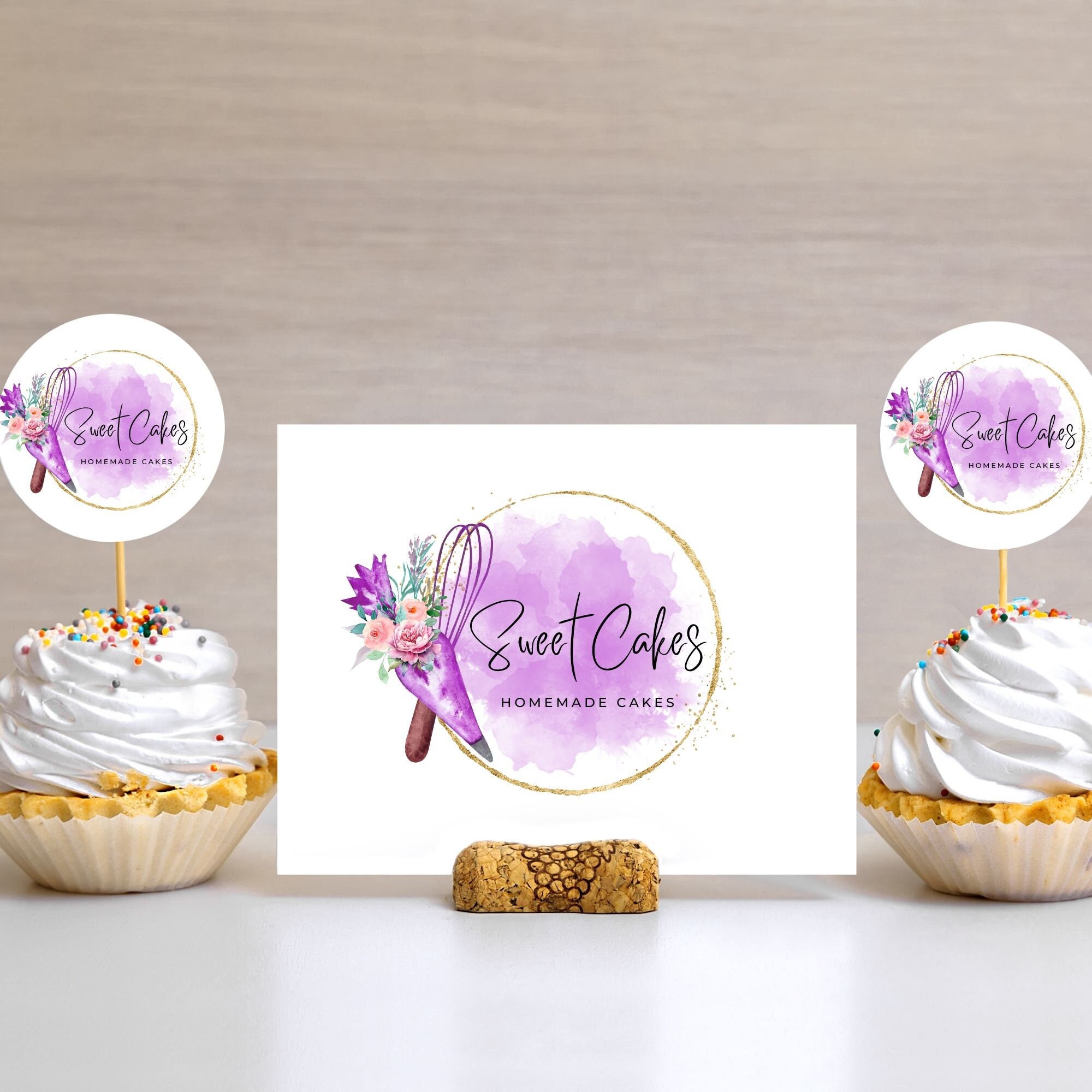 Editable Watercolor Baking Logo for Home Bakers DIY Bakery Logo for ...