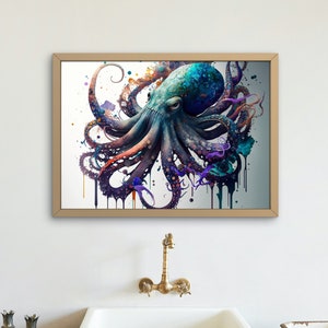 Colorful Octopus Paint Splatter Art Print - Etsy