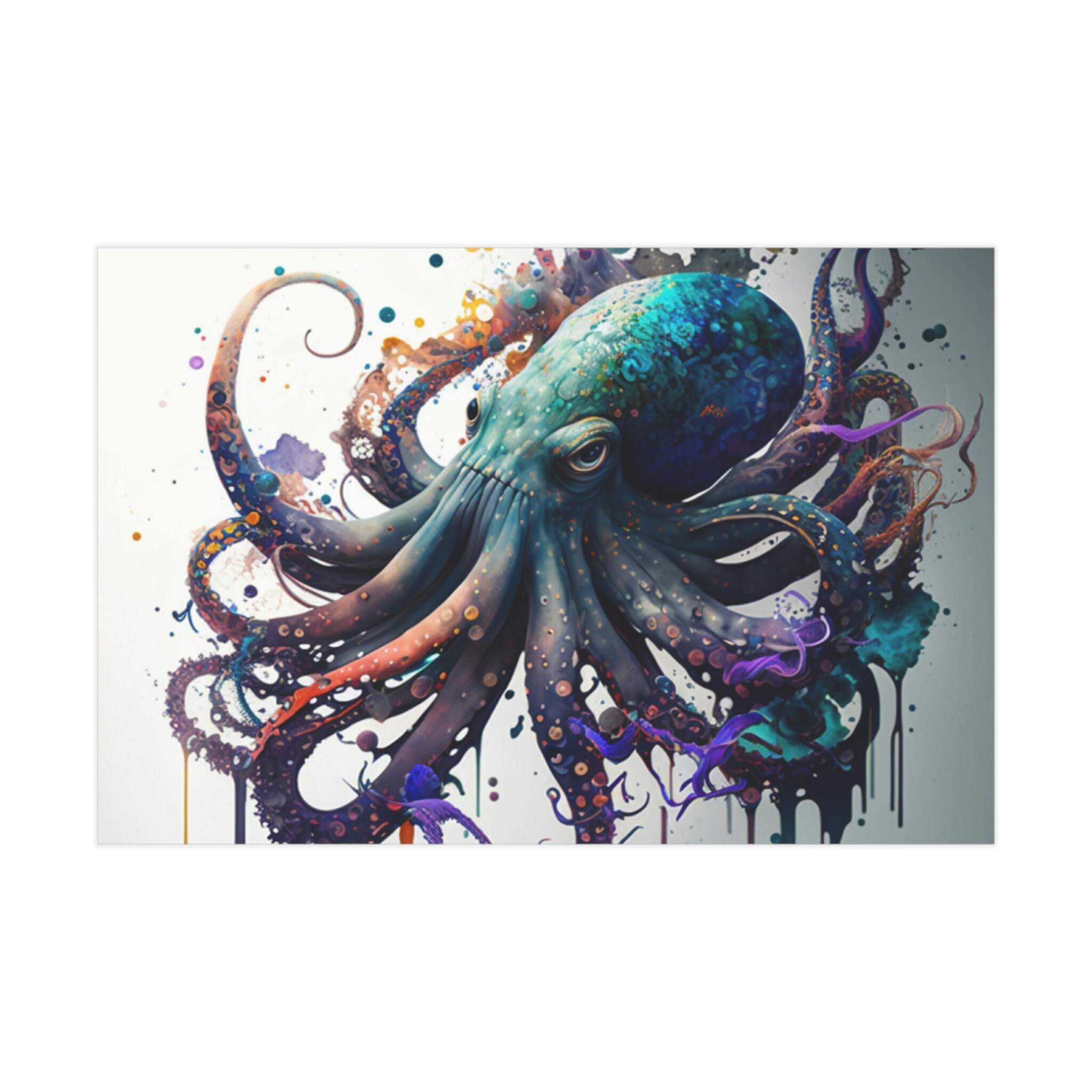 Colorful Octopus Paint Splatter Art Print - Etsy