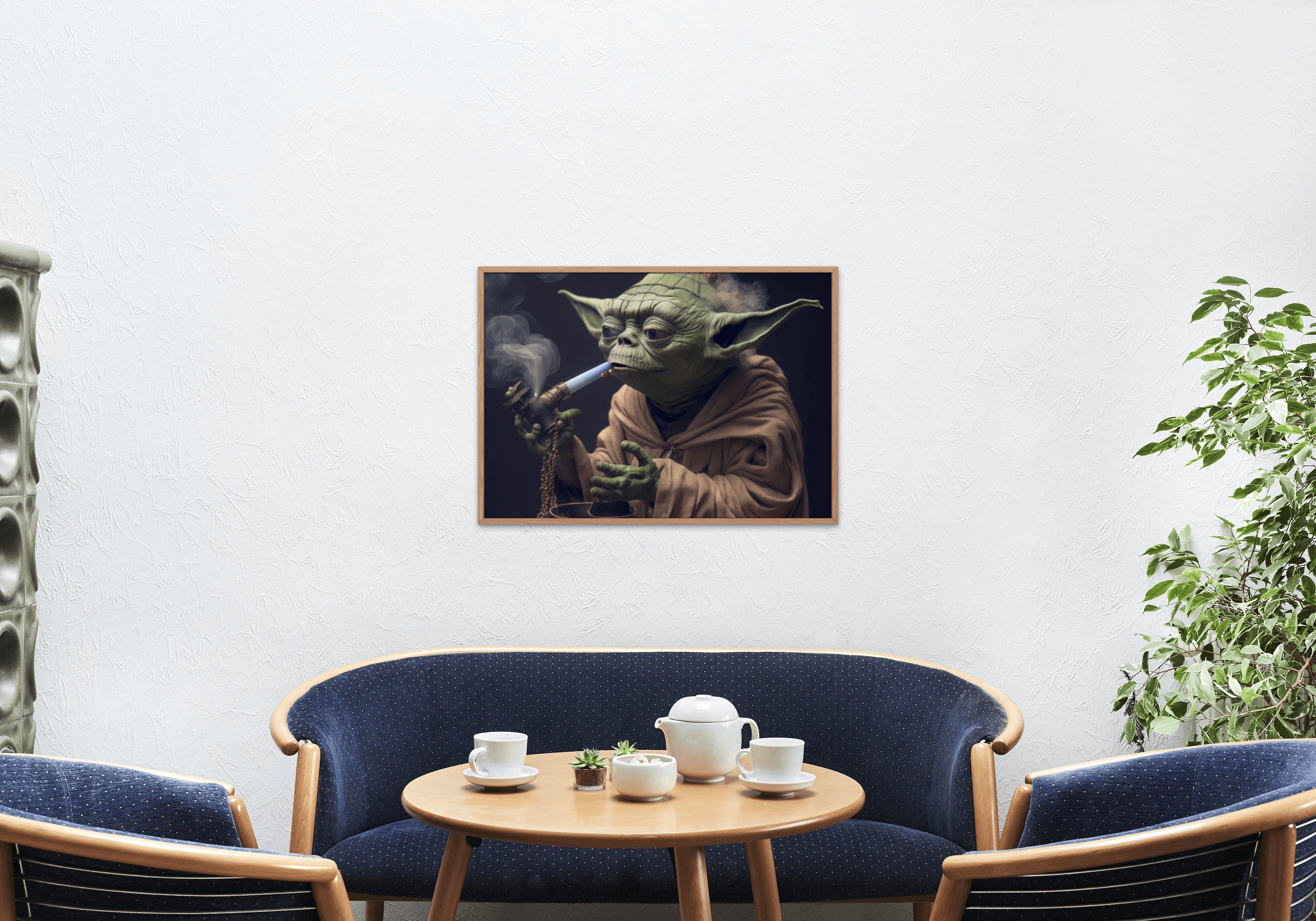 Yoda Smoking Pipe Art Print - Etsy