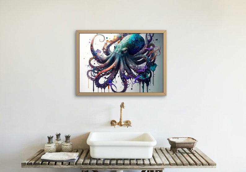 Colorful Octopus Paint Splatter Art Print - Etsy