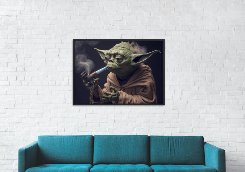 Yoda Smoking Pipe Art Print - Etsy