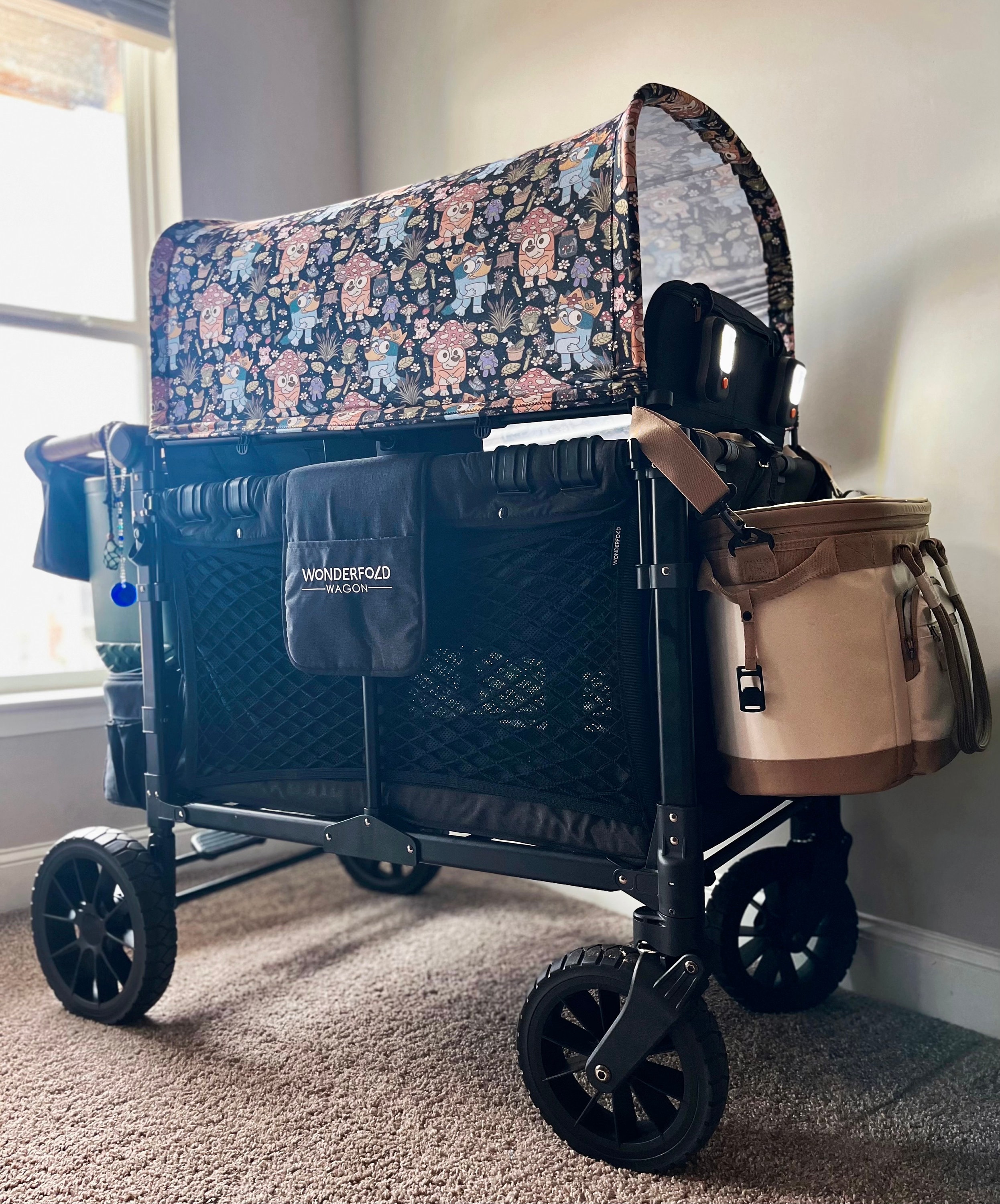 Wonderfold Wagon Canopy Bluey Cottagecore Heeler in Black Models W2 W4 ...