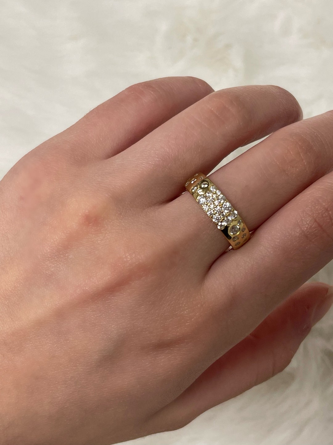 Gold Plated Cigar Band | Bubble Ring | Sterling Silver | Simulated ...
