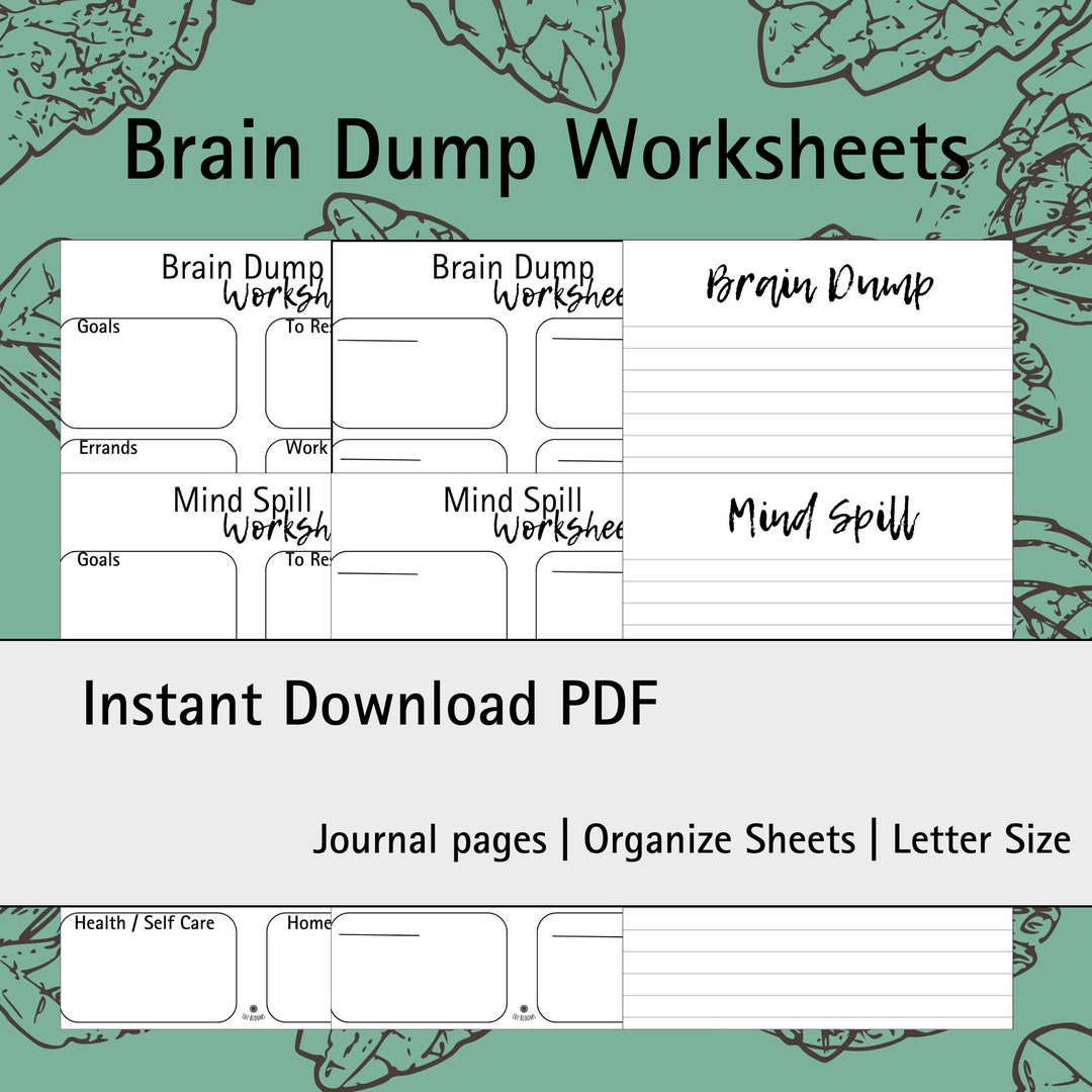 Brain Dump Printable, Brain Dump Worksheet, Braindump Journal, Mind ...