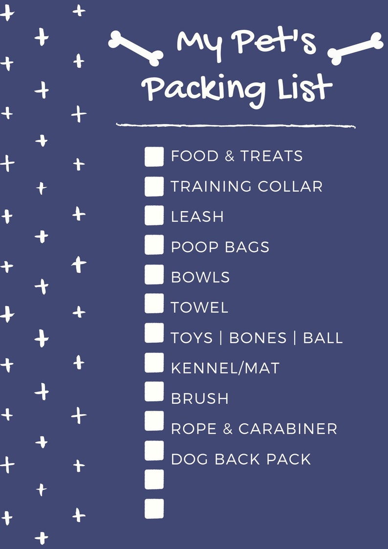 Pet Packing List - Etsy