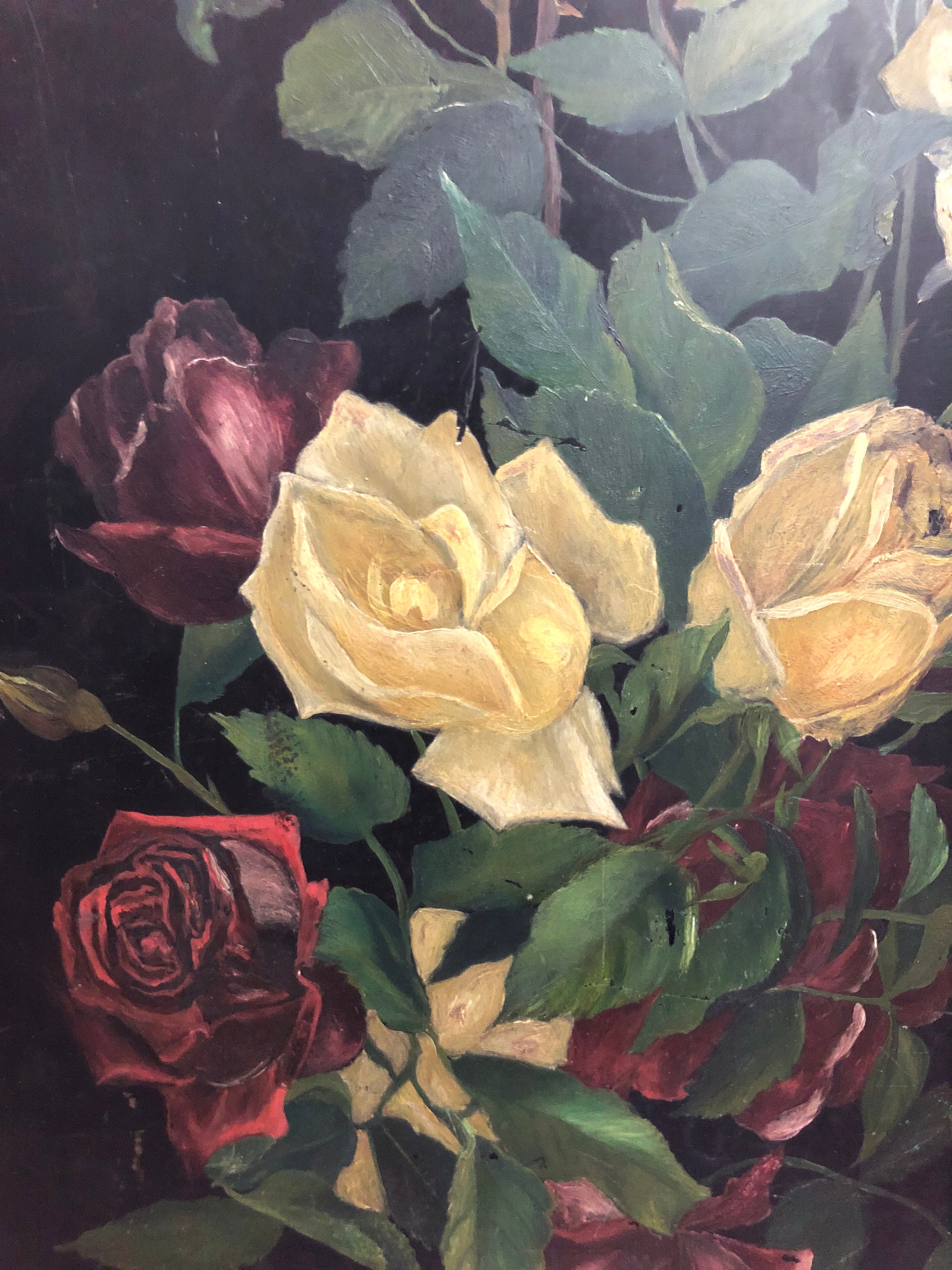 Lovely Antique Victorian Roses Bouquet Oil on Ebony Wood Board - Etsy