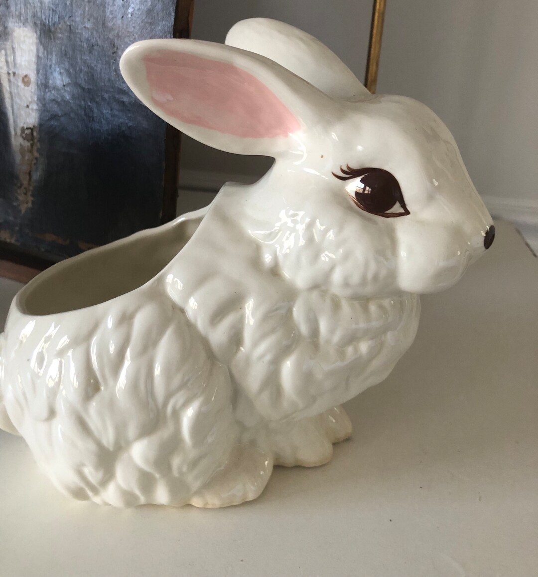Vintage Large Etsy 1950’s USA Pottery Bunny Rabbit Planter Easter Peter ...
