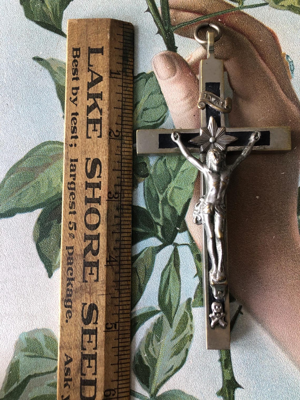 Large Antique Cross Skull & Crossbones Monastery Nun Ebony Wood Inlay ...