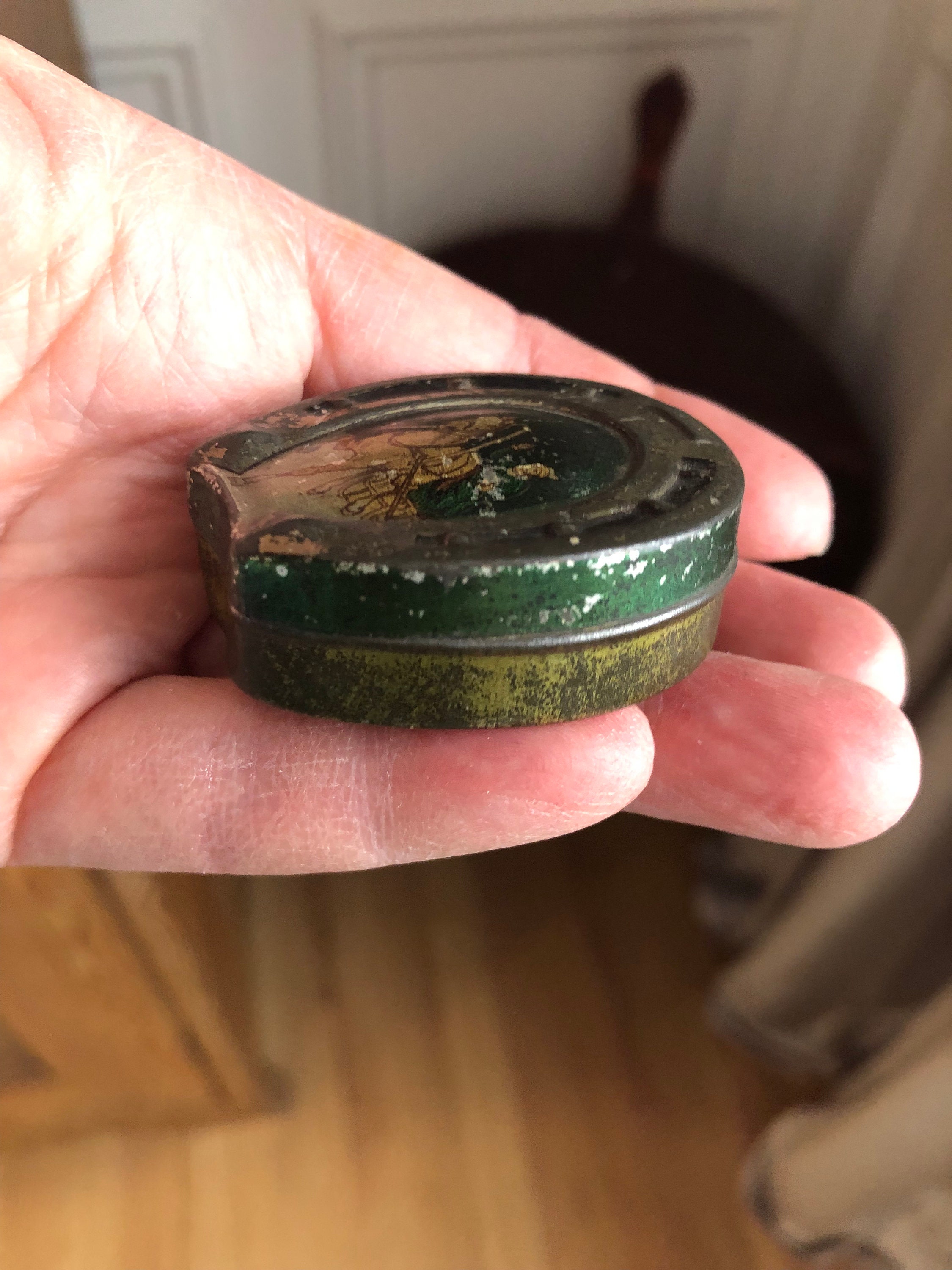 Antique Circa 20s Shabby Horseshoe Shaped Miniature Tin Candy Tin ...