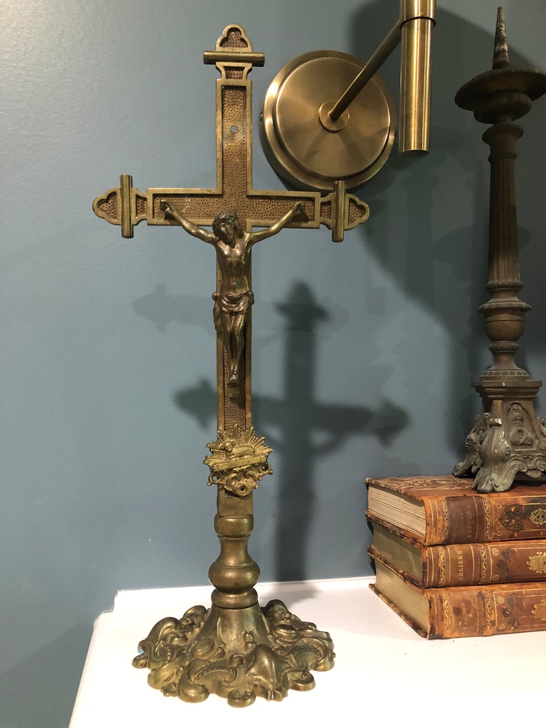 Antique Altar Cross Crucifix Gilded Cast Metal Angus Dei Lamb of God - Etsy