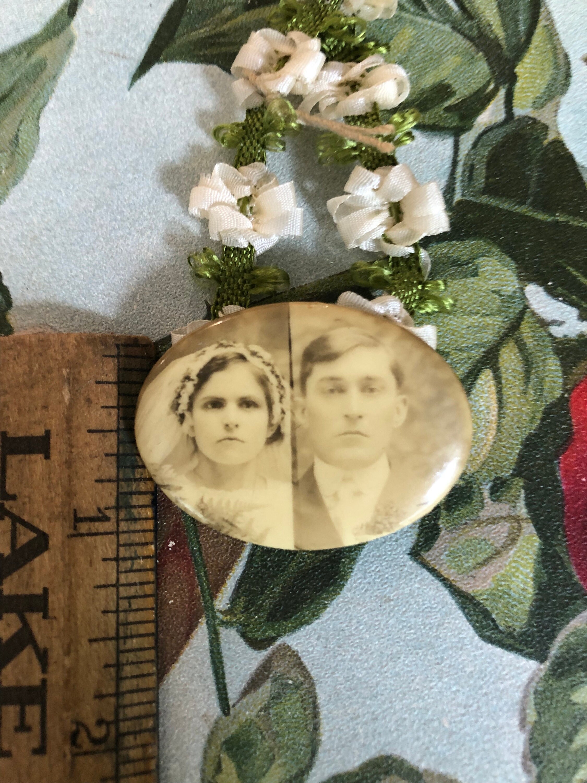 Antique Celluloid Photo Wedding Bride and Groom Rosebud Trim Remnant - Etsy