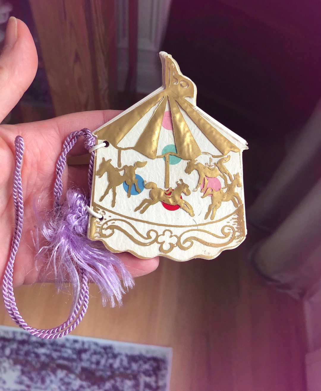 Vintage Dance Card Merry Go Round Carnival Theme Unused Vintage Emphera ...