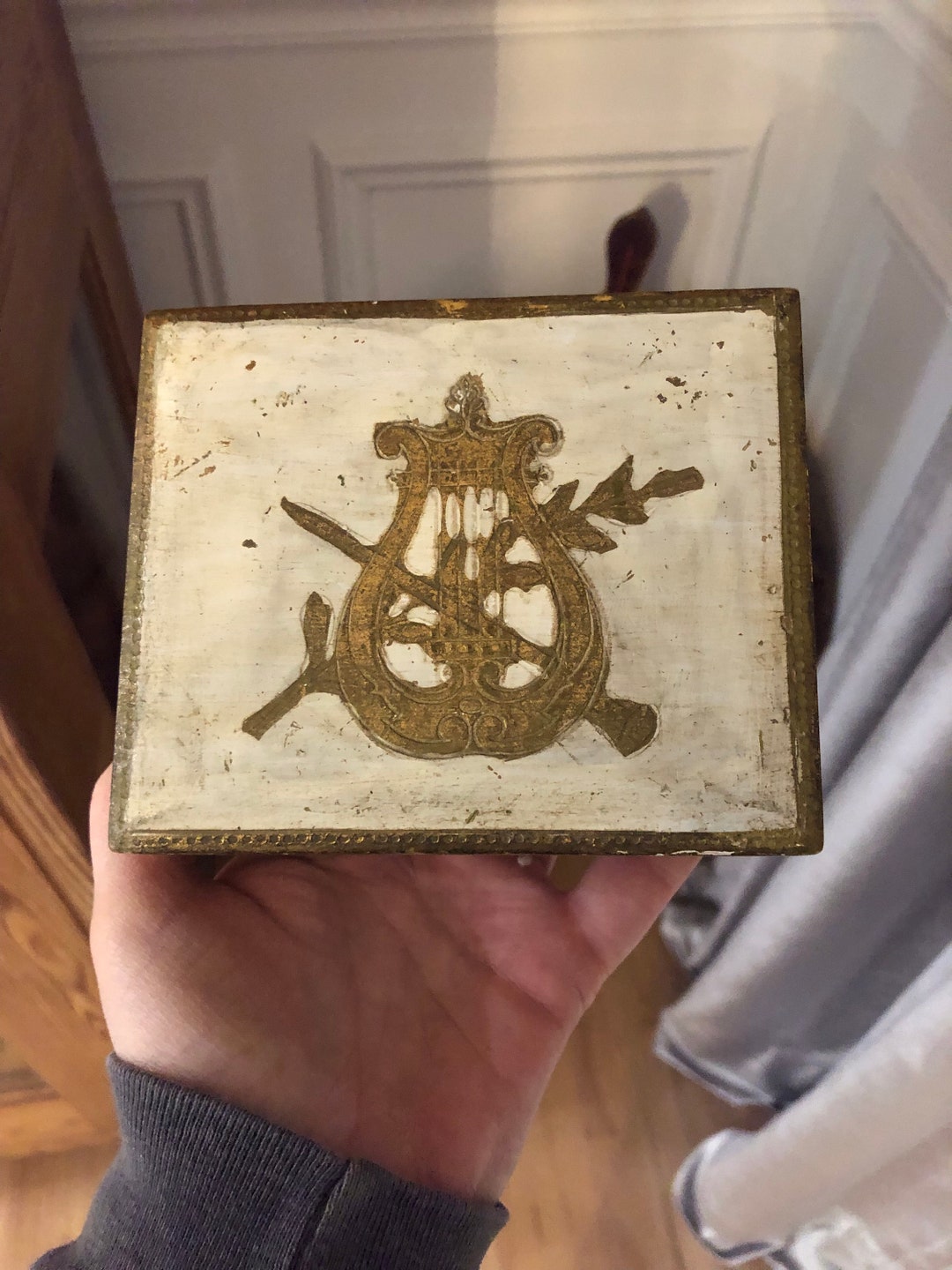Great Mid Century Florentine Gilded Box With Unusual Harp Motif - Etsy