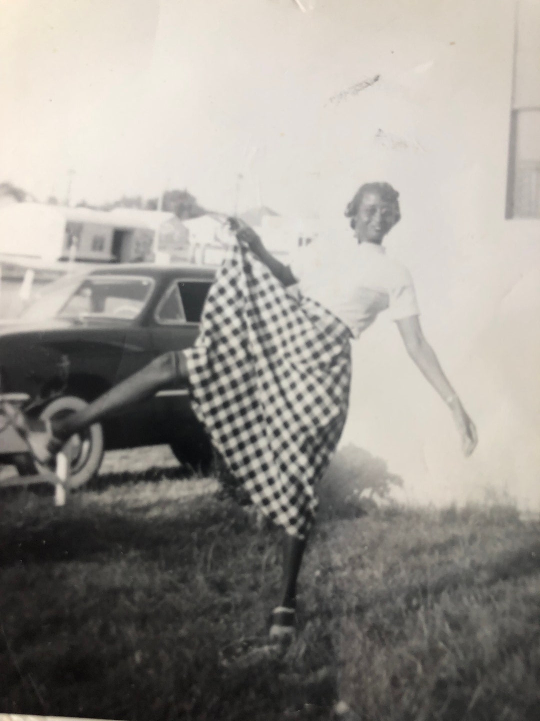 Vintage MCM Photo Mid Century Snapshot African American Lady Leg Up - Etsy
