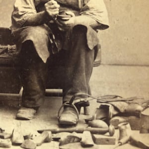 Rare Antique Cabinet Card Photo Original Occupational Shoemaker Cobbler ...