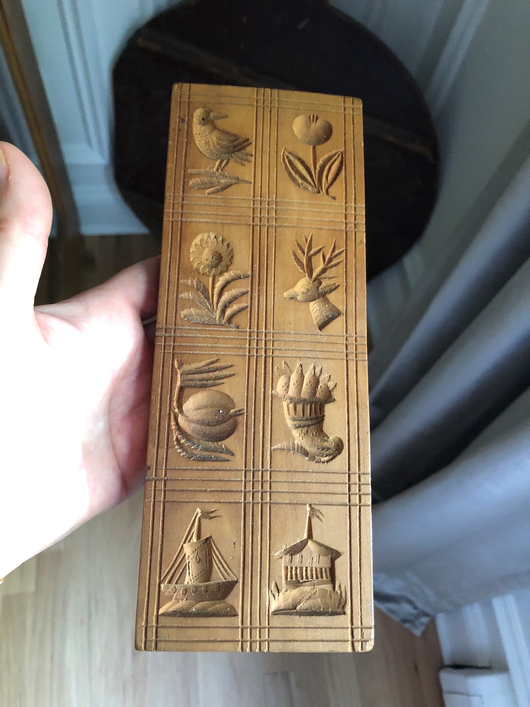 Vintage Cookie Mold Wooden Springerle Mold Deer Ships & More - Etsy
