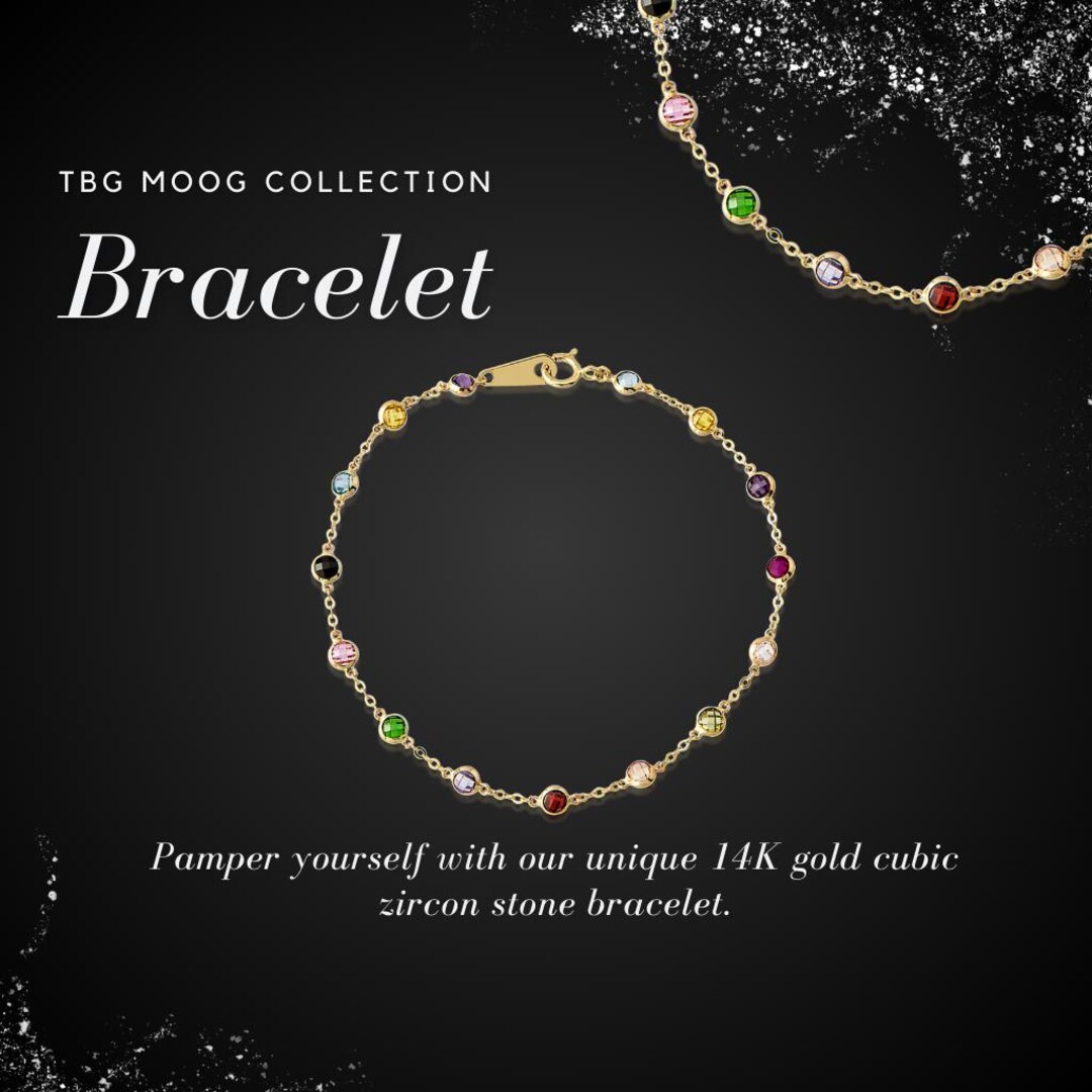 14 Kt Gold Bracelet, Solid Gold Bracelet, Multi Gemstone Bracelet ...