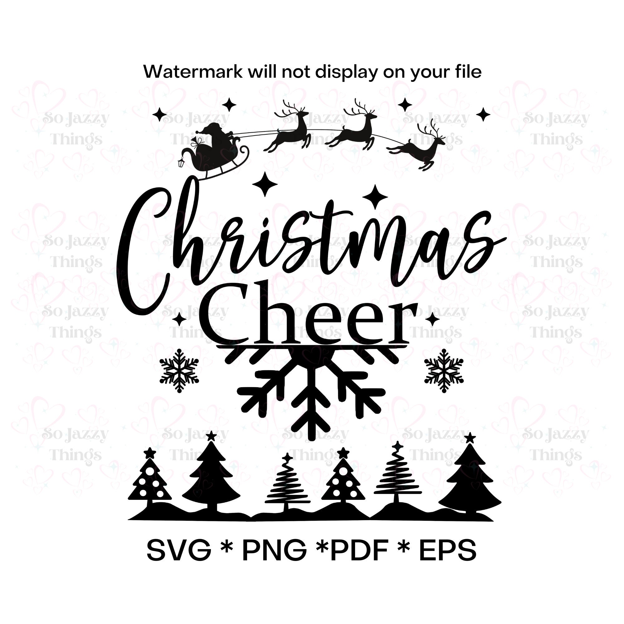 Christmas Cheer SVG Design Winter Holiday Design File Snowy Trees ...