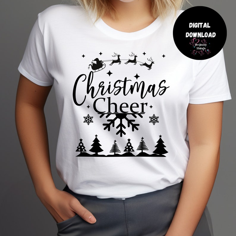 Christmas Cheer SVG Design Winter Holiday Design File Snowy Trees ...