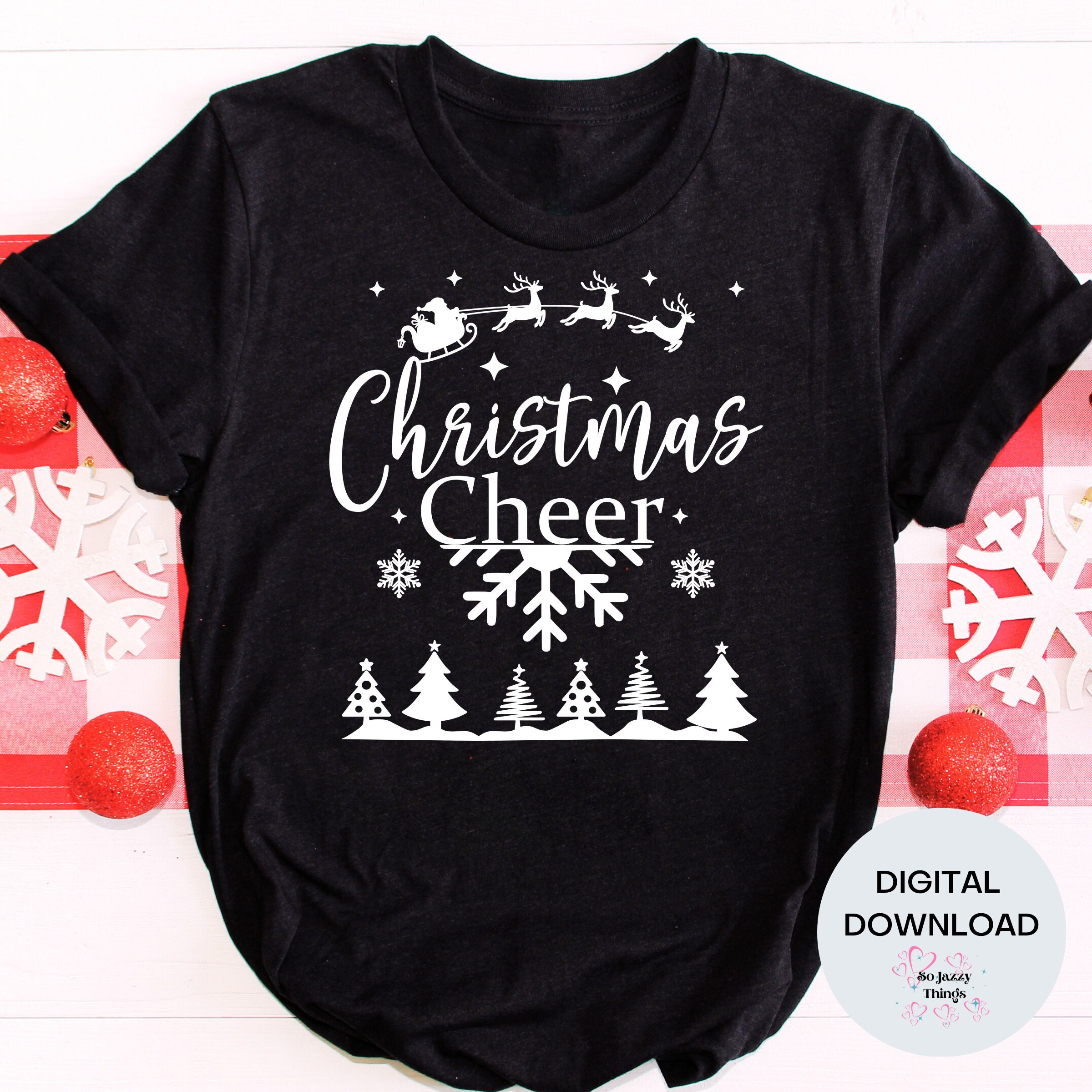 Christmas Cheer SVG Design Winter Holiday Design File Snowy Trees ...