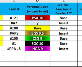 Sports Card Collection Tracker - Template - Etsy