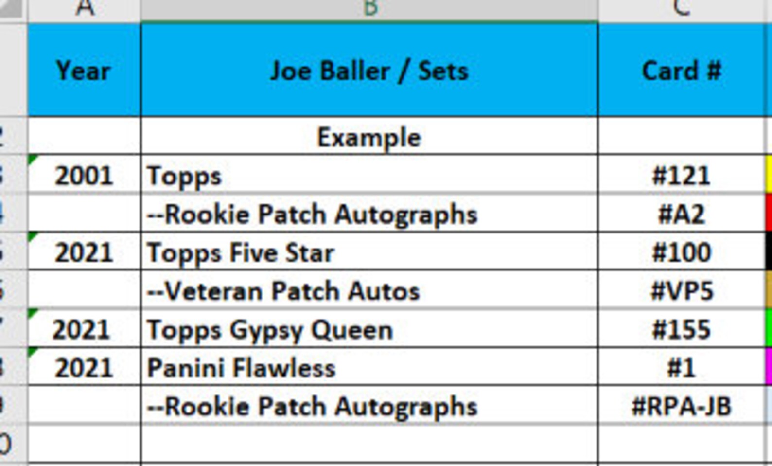 Sports Card Collection Tracker - Template - Etsy