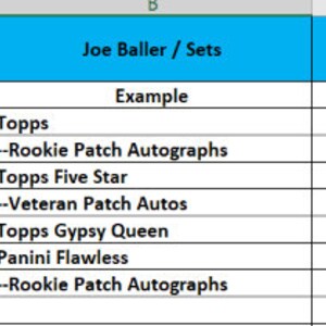 Sports Card Collection Tracker - Template - Etsy