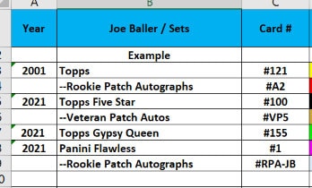 Sports Card Collection Tracker - Template - Etsy