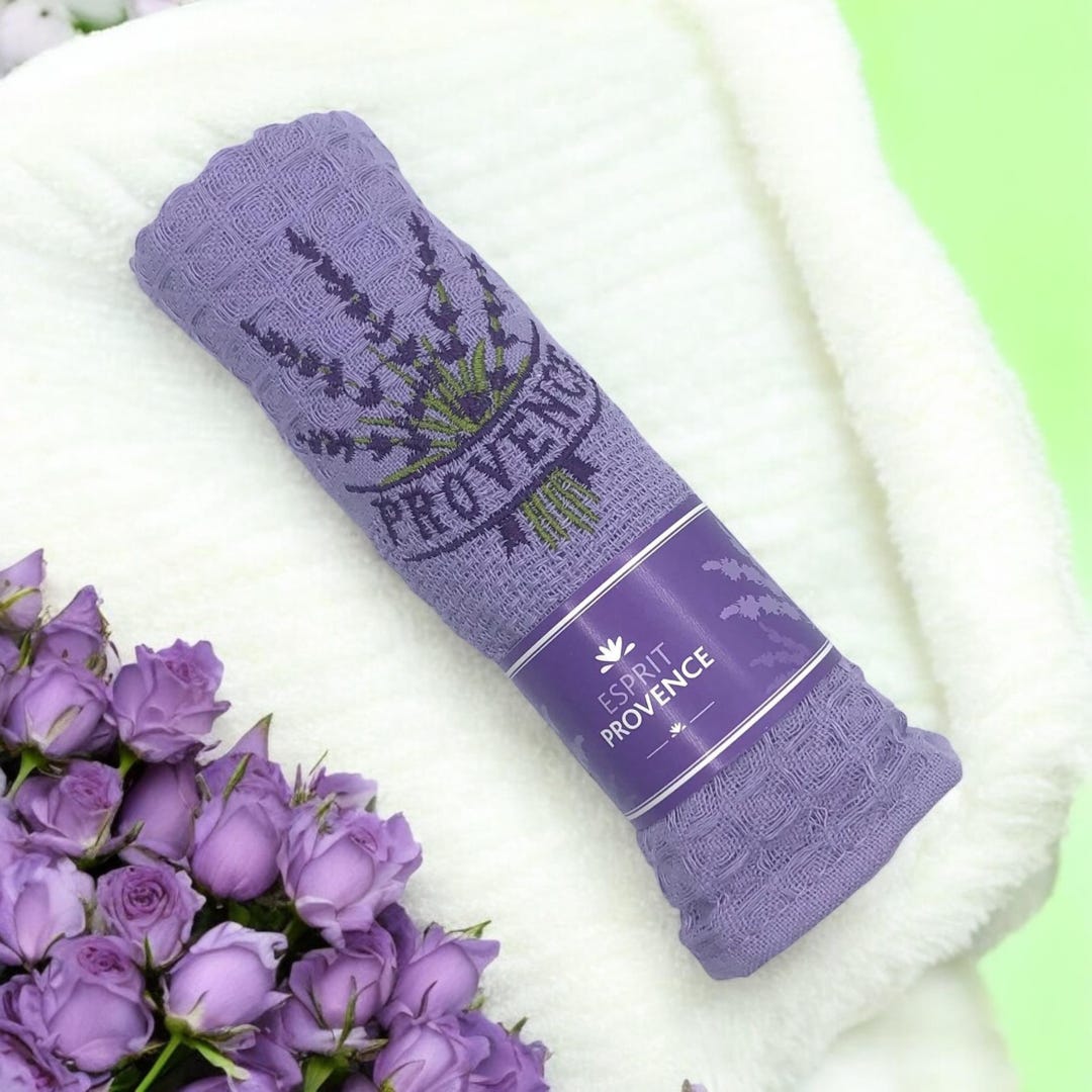 Embroidered Towel Lavender Strands Purple 100% Coton Made in France ...