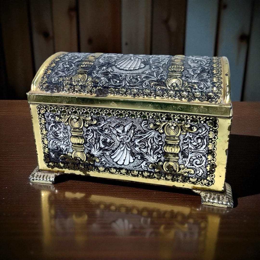 Antique Germany Tin Jewelry Box Made by Teleflora Collections Tin With ...